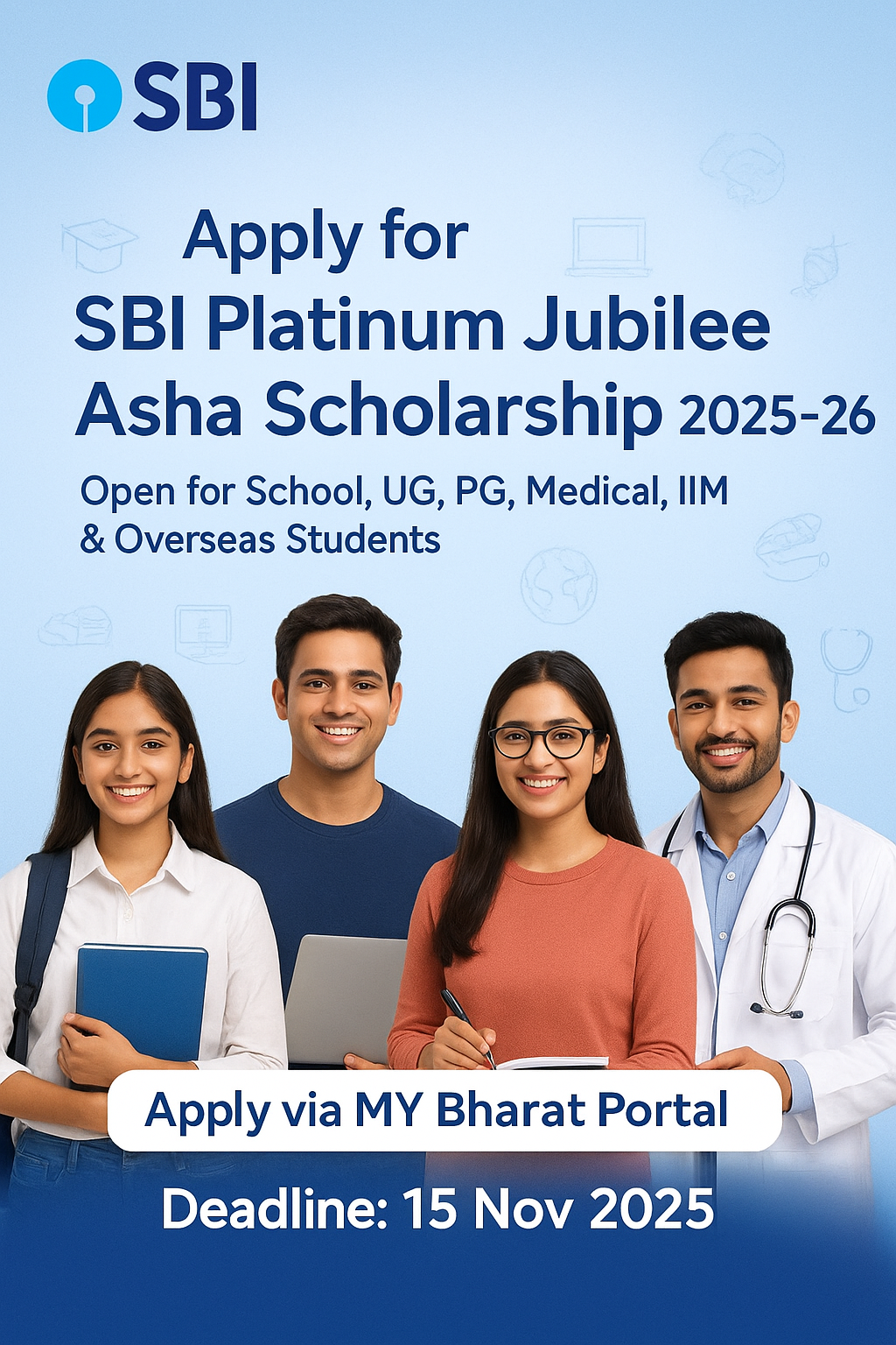 SBI Asha Scholarship 2025–26 – Apply Online for School, UG, PG & Overseas Students » MITRA CONNECT